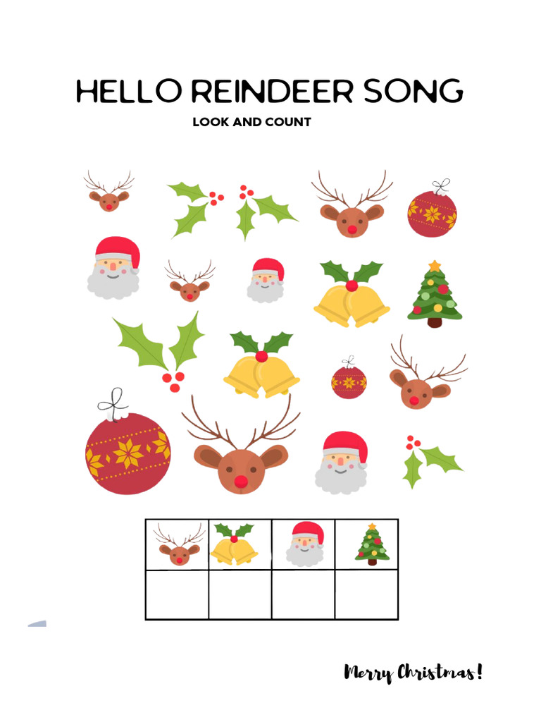Hello Reindeer Look and Count PDF | PDF