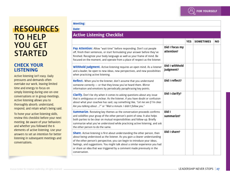 Active Listening Checklist | PDF | Mental Processes | Learning