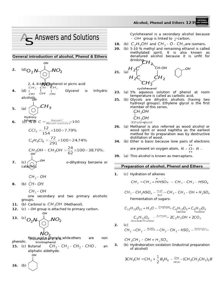 Alcohols, Phenols, and Ethers Overview | PDF | Ether | Ester