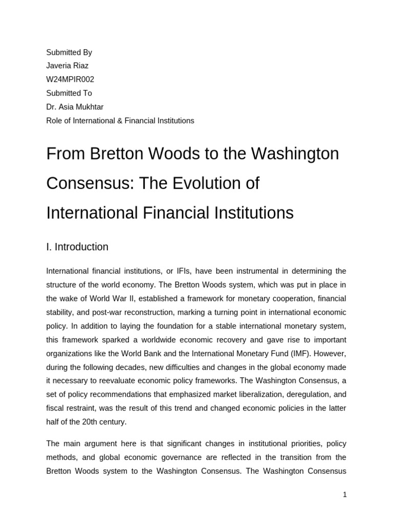Evolution of International Financial Institutions | PDF | Bretton Woods ...