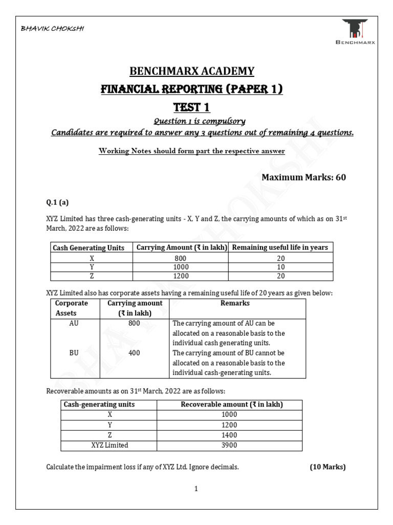 Test 1 - IND AS 2,16,20,23,36,38,40,41,105 & 113 | PDF | Fair Value | Cost