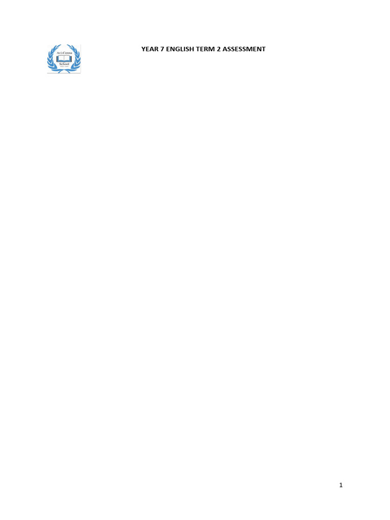 YEAR 7 ENGLISH ASSESSMENT 2 | PDF