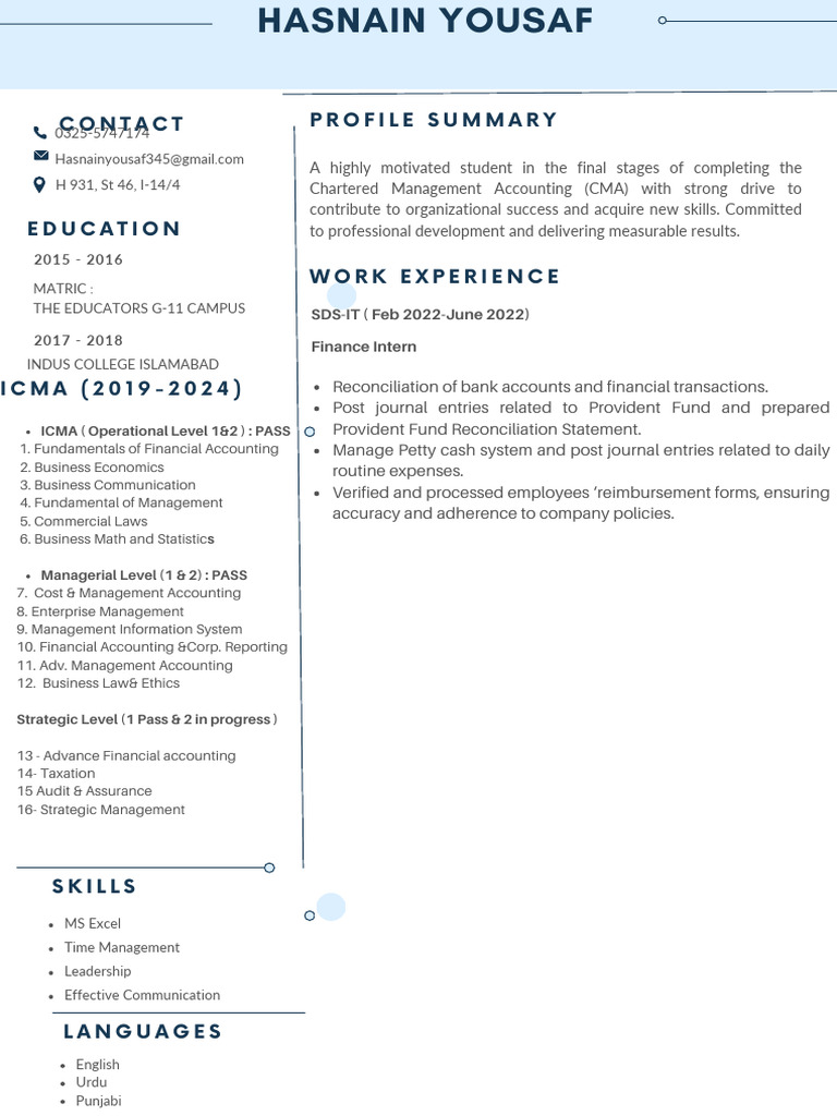 Blue Simple Professional CV Resume | PDF