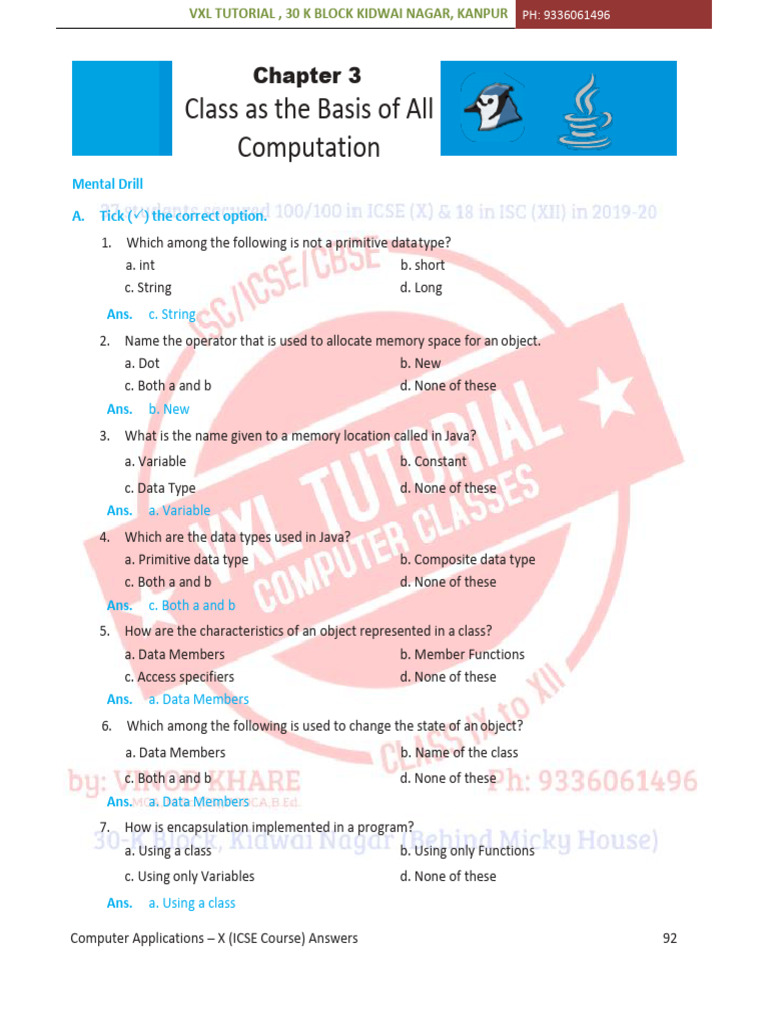 Class As The Basis of All Computation: Mental Drill | PDF | Class (Computer Programming ...