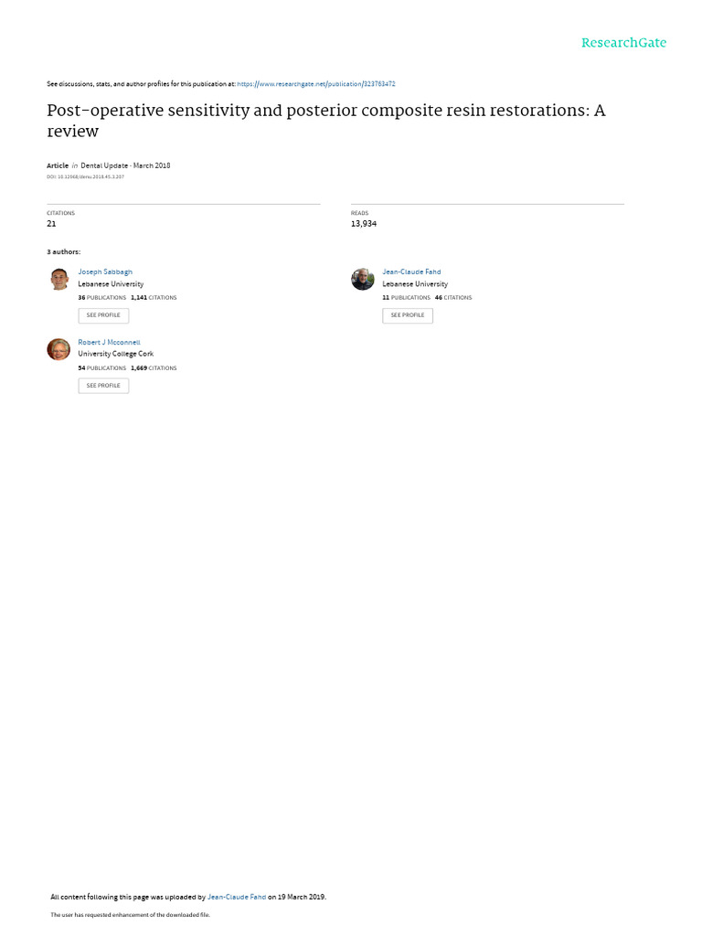 Postoperative Sensitivity Final Proof | PDF | Dental Composite | Dentistry