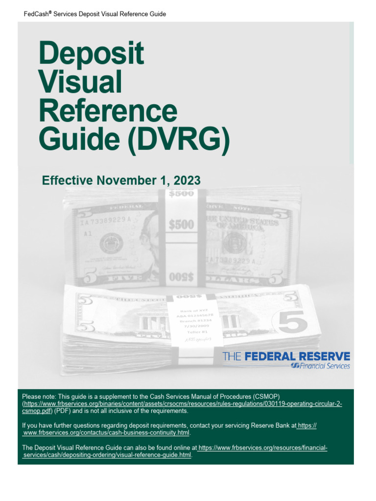 Fedcash Services Deposit Visual Reference Guide | PDF | Dollar Coin ...