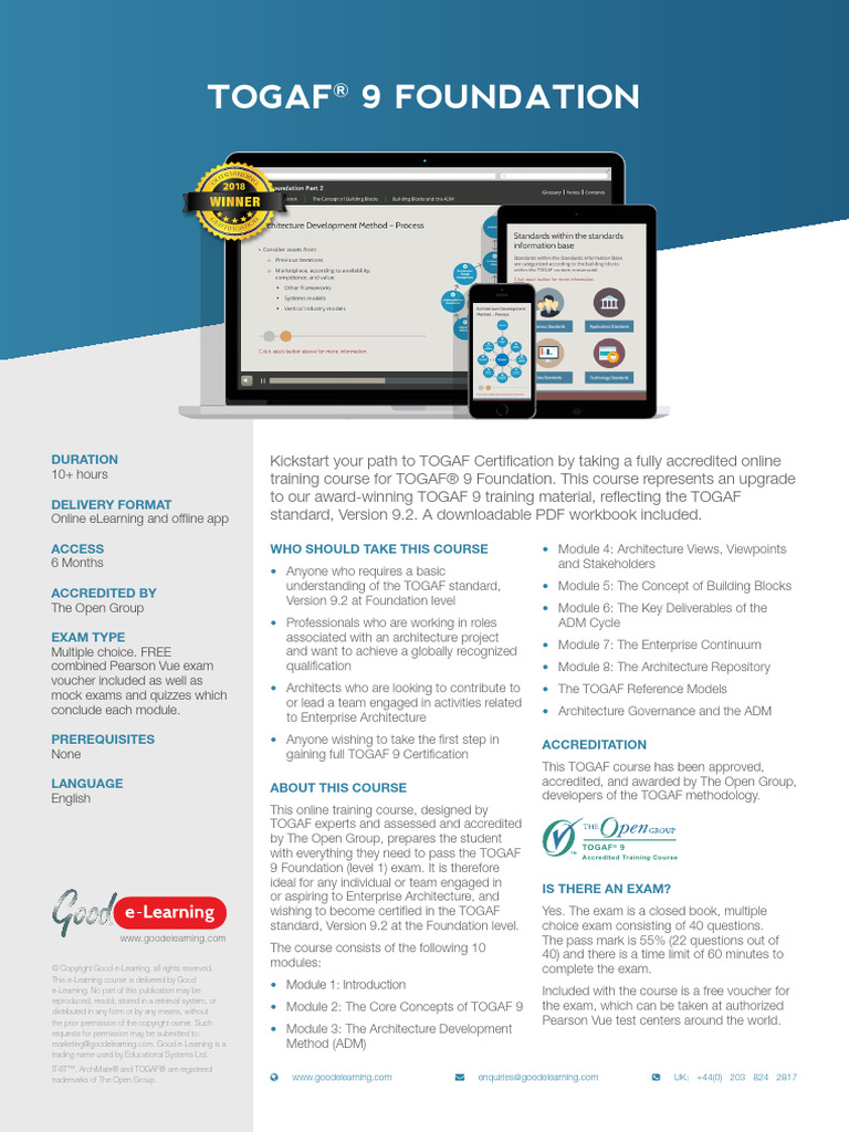 TOGAF 9 Foundation Datasheet | PDF