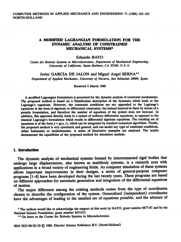 A Modified Lagrangian Formulation For The Dyn - 1988 - Computer Methods in Appli | PDF ...