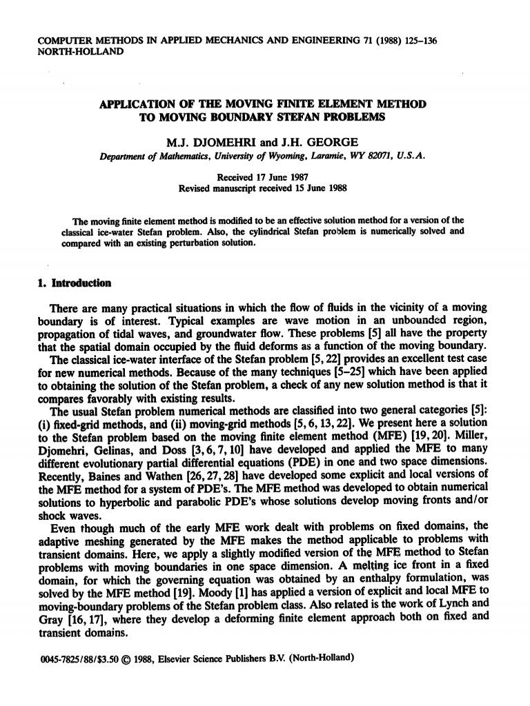 Application-of-the-moving-finite-element-me_1988_Computer-Methods-in-Applied | PDF | Finite ...