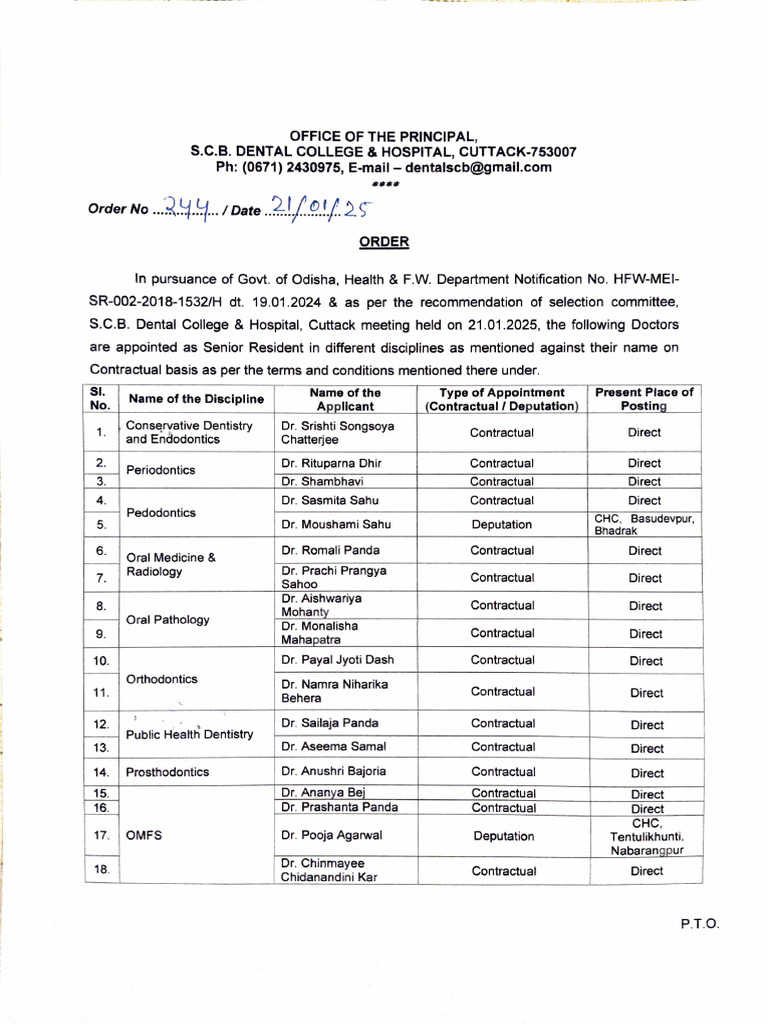 SCB Dental College Resident Appointments 2024 | PDF | Dentistry ...