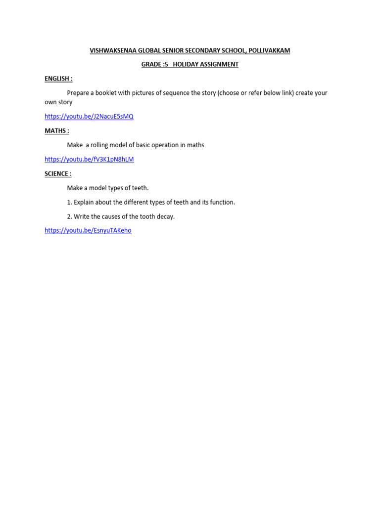 Holiday Assignment | PDF