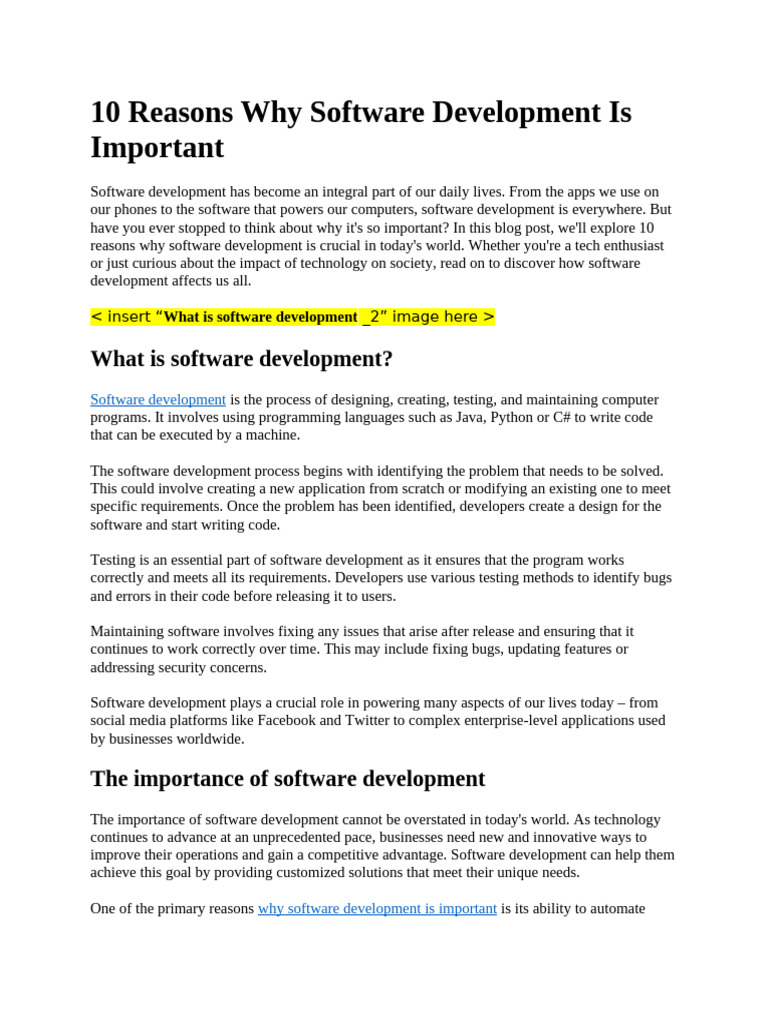 10 Reasons Why Software Development Is Important | PDF | Software Development | Software