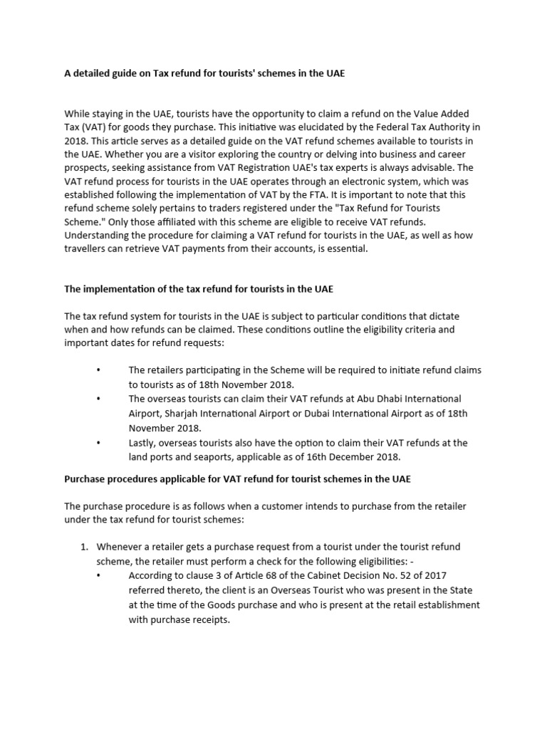 UAE Tourist VAT Refund Guide | PDF | Value Added Tax | United Arab Emirates