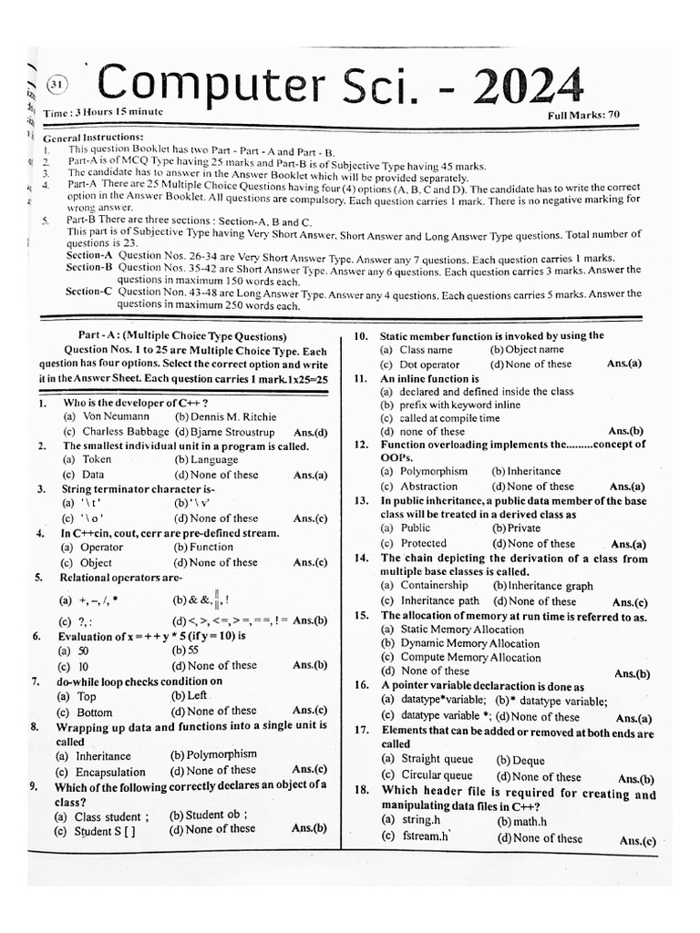 Computer Science-Pyqs (2024-17) | PDF