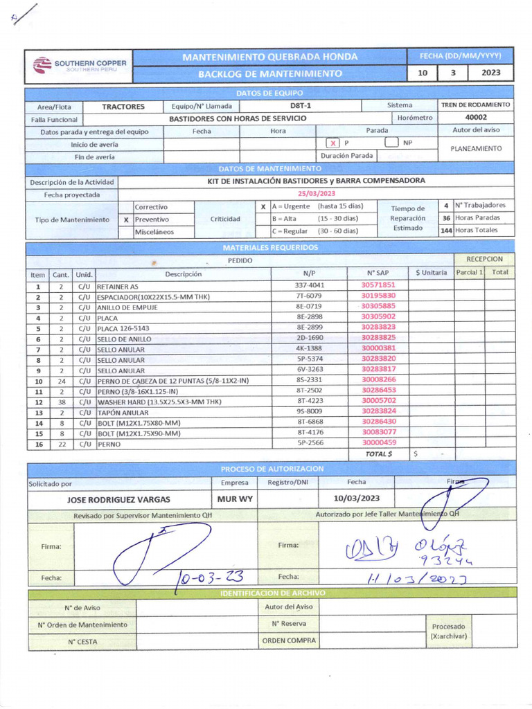 BKL_KIT DE INSTALACION DE BASTIDORES Y BARRA COMPENSADORA_D8T-1 | PDF
