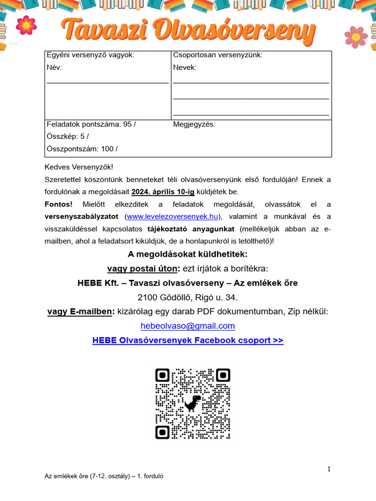 Emlékek Őre 1 - 2024 | PDF