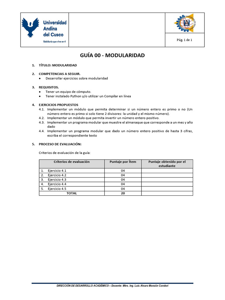 Guía 00 - Modularidad - LPT | PDF