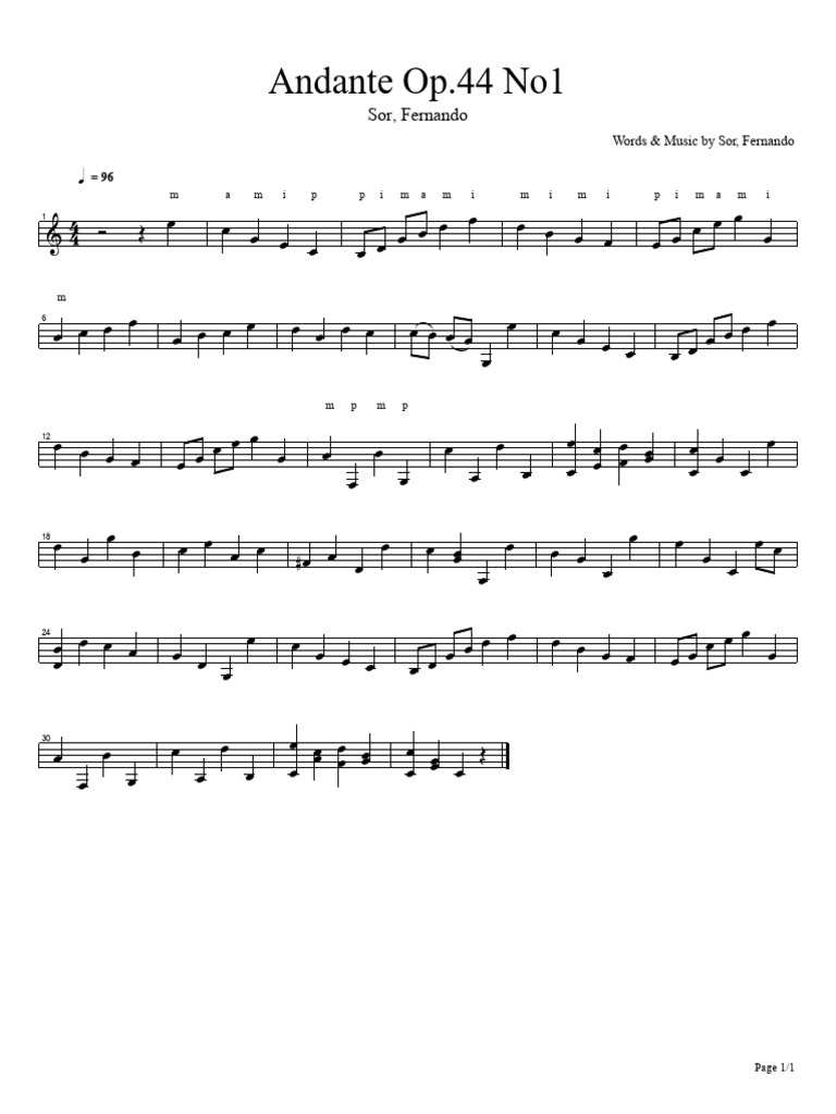 Sor, Fernando - Andante (Op.44) | PDF