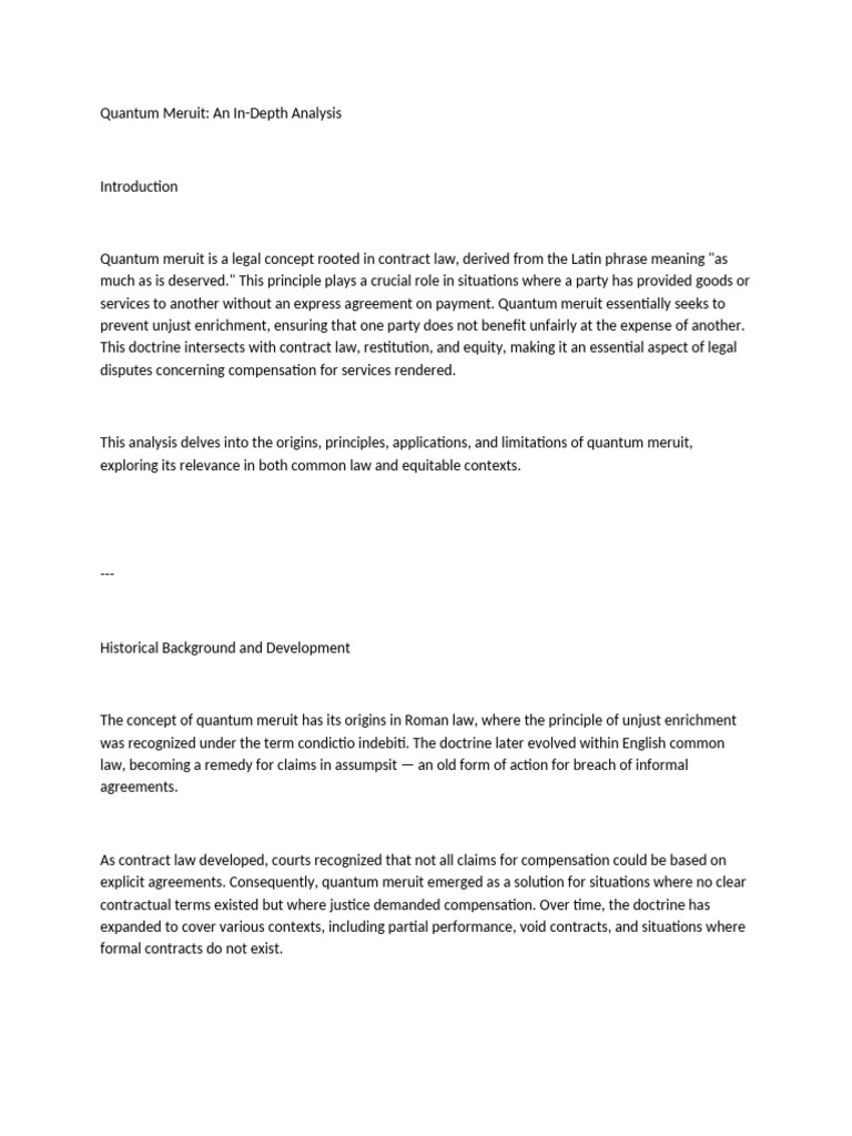 Quantum Meruit-WPS Office | PDF | Legal Concepts | Common Law