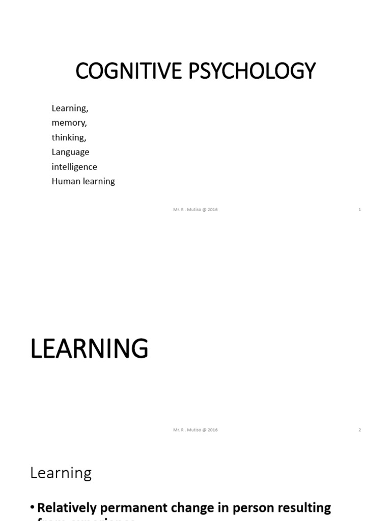 Lecture 6 Cognitive Memory, Learning | PDF | Classical Conditioning | Learning
