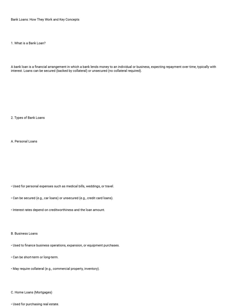 Understanding Bank Loans and Types | PDF | Loans | Finance & Money ...