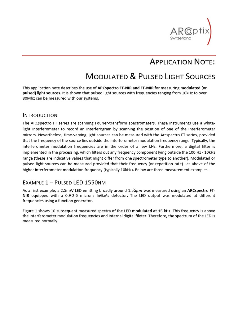 Measuring Pulsed Light Sources with ARCspectro | PDF | Interferometry ...
