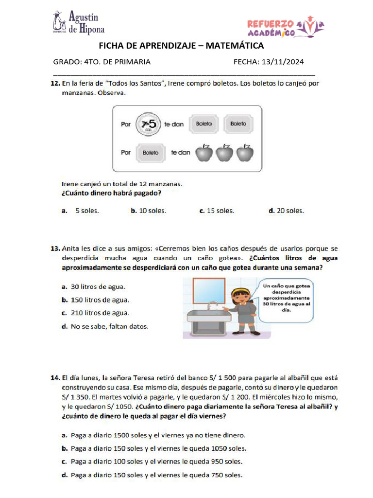 Ficha de Mat. 13 Nov. 4to. | PDF