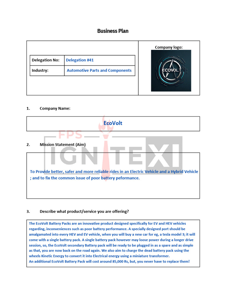 Business Plan IGNITE XI PDF | PDF | Electric Vehicle | Efficient Energy Use