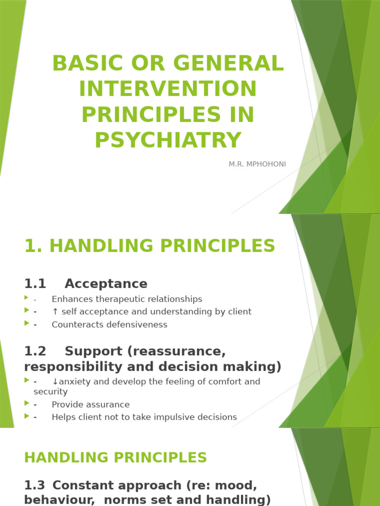 Basic or General Intervention Principles in Psychiatry | PDF | Self ...