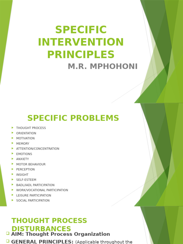 Specific Intervention Principles | PDF | Self Esteem | Memory