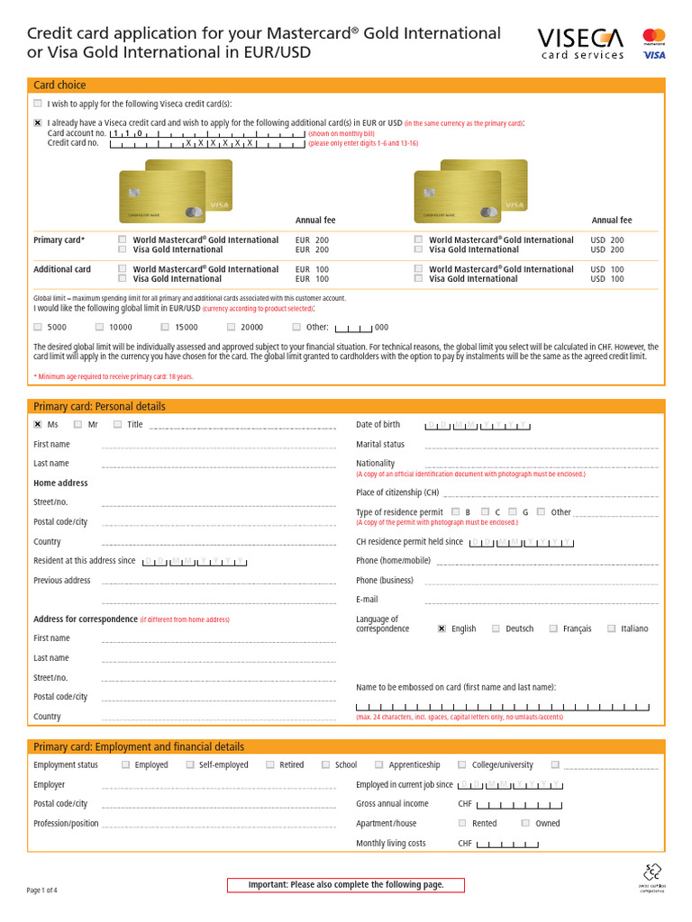 Mastercard® and Visa Gold Application | PDF | Credit Card | Interest