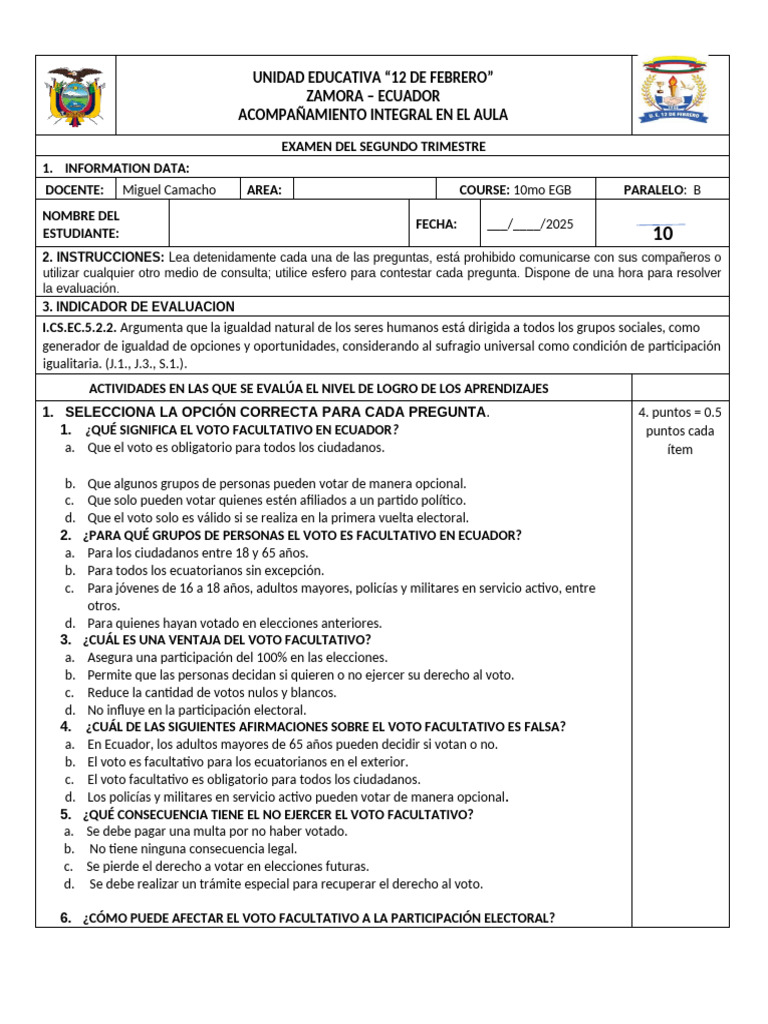 Acom. Inte. en El Aula 10mo Egb B | PDF | Votación | Elecciones