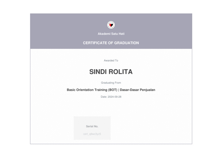 Certificate of Completion For Bot Basic Selling | PDF