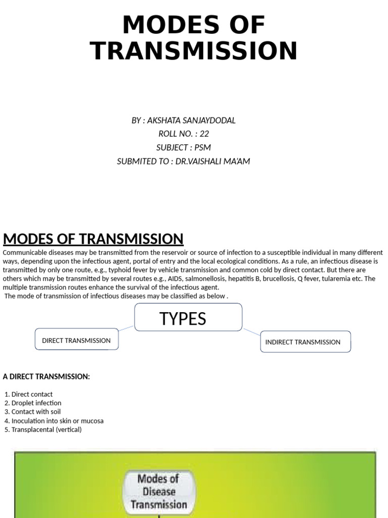 Modes of Transmission | PDF | Infection | Pathogen