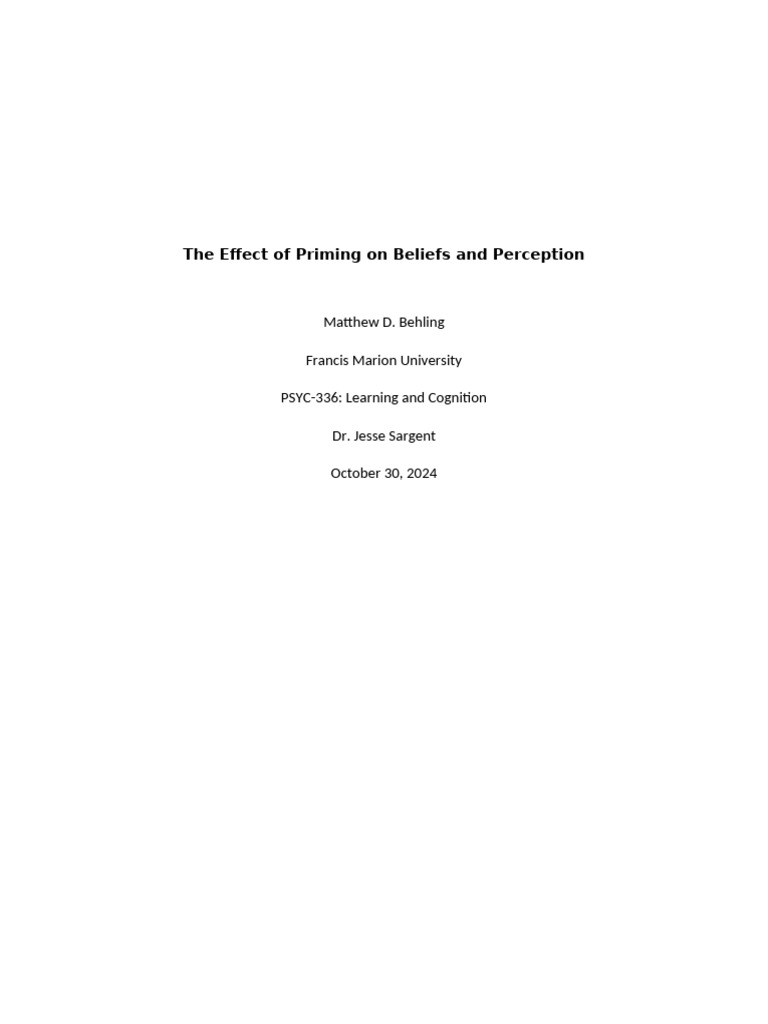 Priming's Impact on Beliefs and Agency | PDF | Free Will | Priming ...