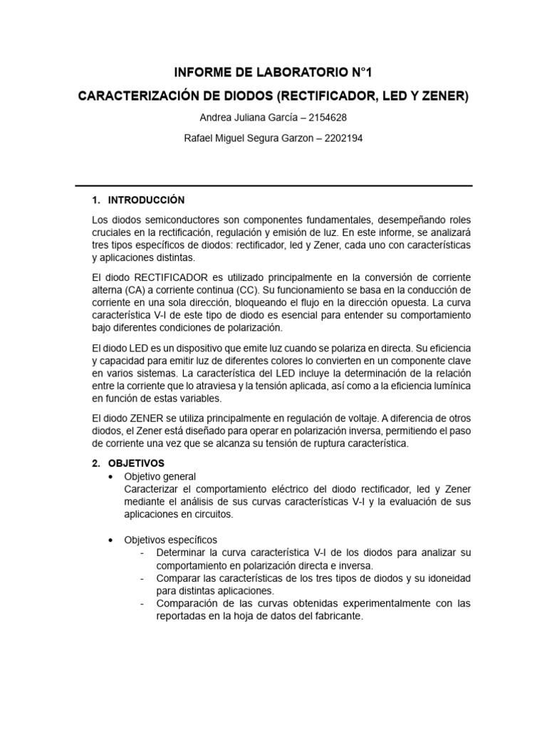 Informe de Laboratorio 1.1 | PDF | Diodo | Rectificador