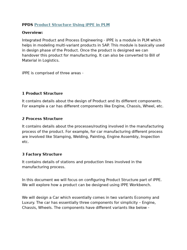 PPDS Product Structure Using iPPE in PLM | PDF | Computing