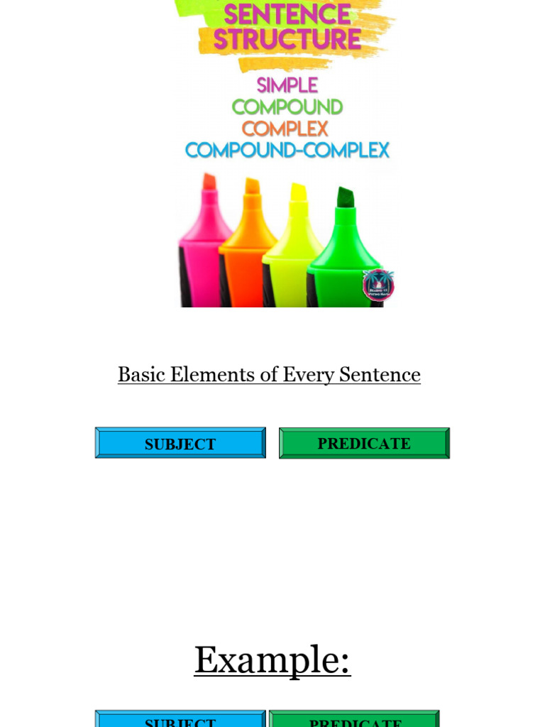 Simple, Compund & Complex Sentences.pptx · version 1 | PDF | Subject (Grammar) | Clause