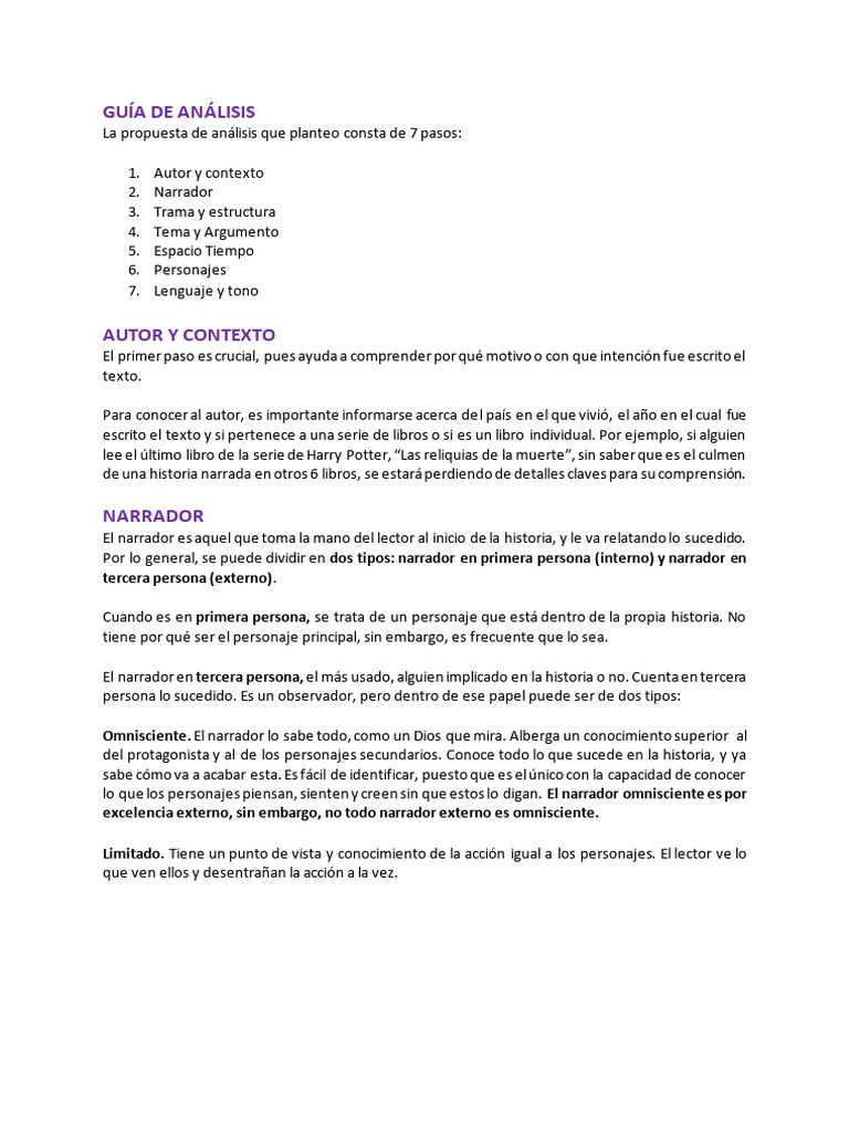Guía de Análisis Literario en 7 Pasos | PDF | Narración | Novelas