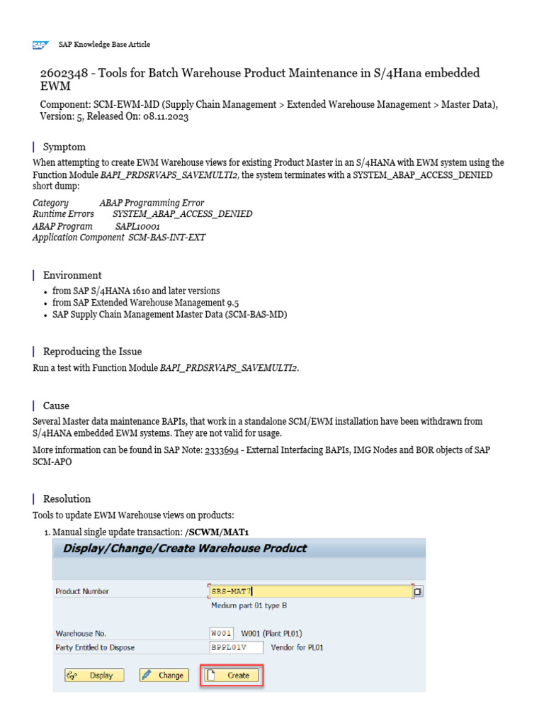 EWM Product Maintenance Tools in S/4HANA | PDF | Supply Chain ...