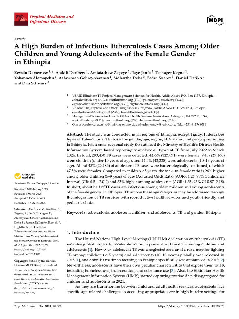 A High Burden of Infectious Tuberculosis Cases Among Older Children and ...