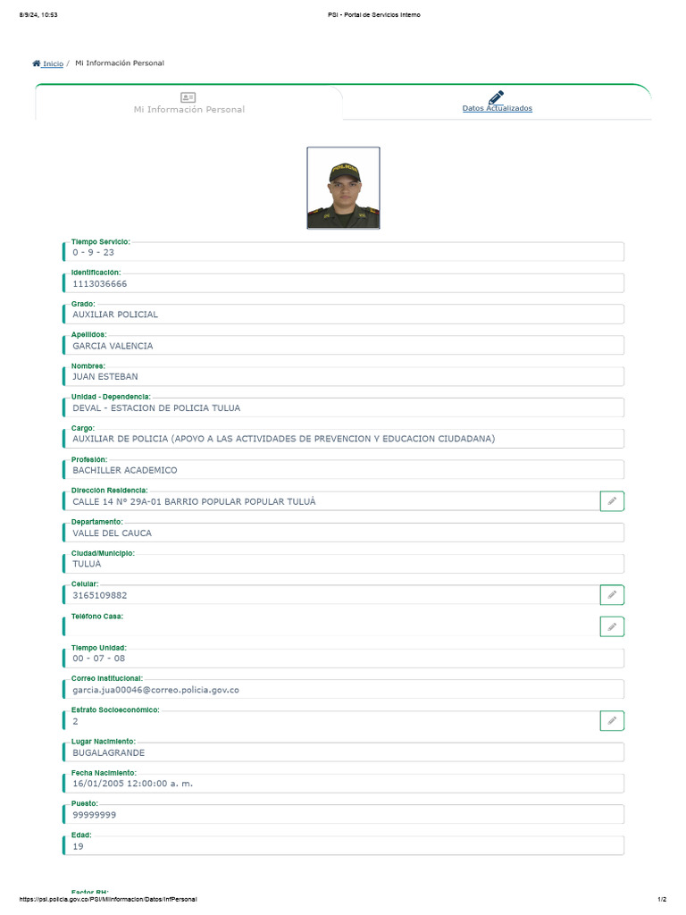 PSI - Portal de Servicios Interno | PDF | Seguridad Pública | Servicios de emergencia