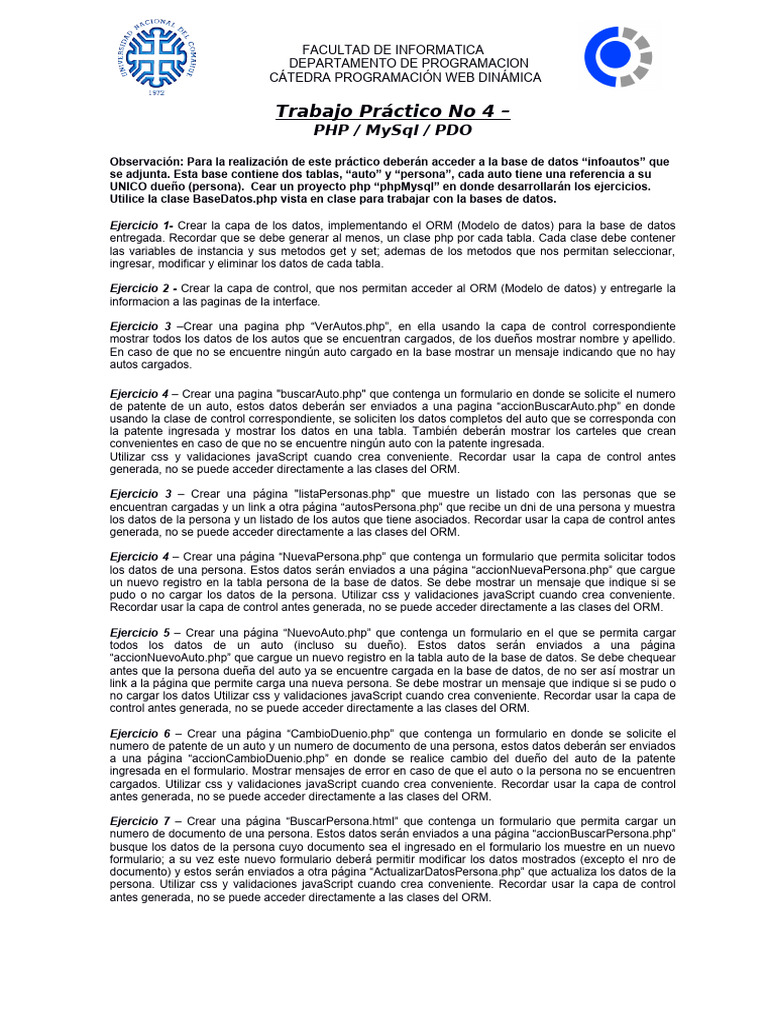 TP4_PHPMySQL | PDF | Php | Bases de datos