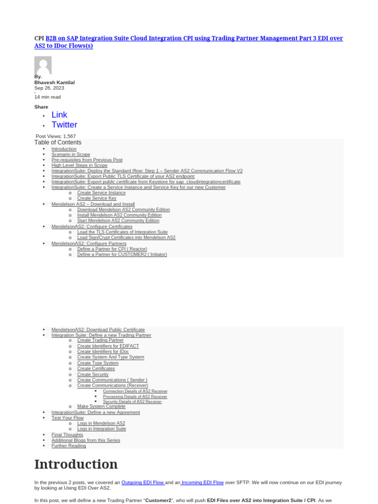 CPI B2B On SAP Integration Suite Cloud Integration CPI Using Trading Partner Management Part 3 ...