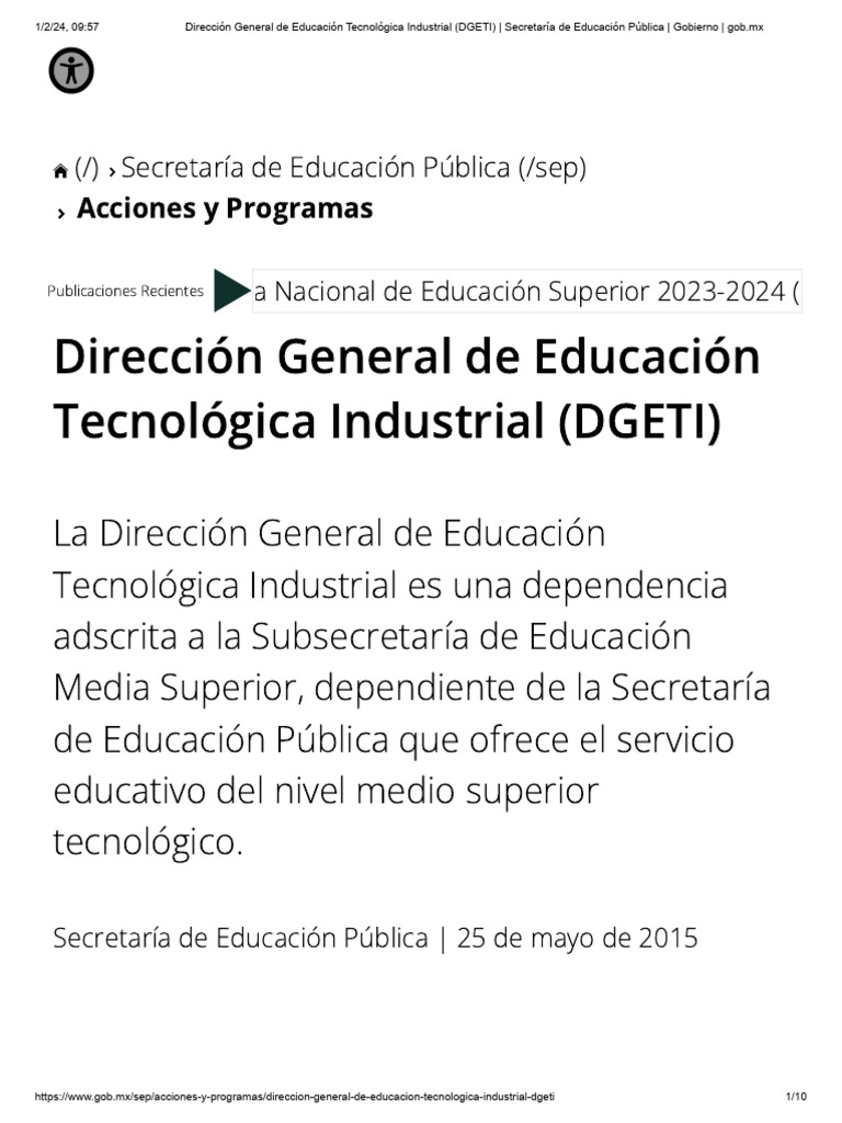 Dirección General de Educación Tecnológica Industrial (DGETI ...