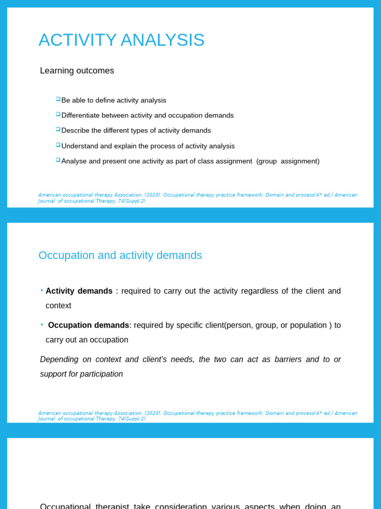 Understanding Activity Analysis in OT | PDF | Occupational Therapy ...