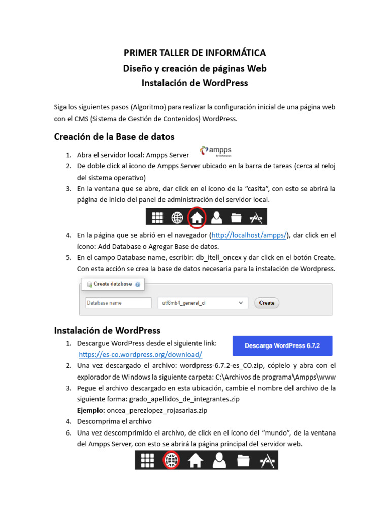 Primer Taller - Configuración de WordPress | PDF | Archivo de computadora | Red mundial