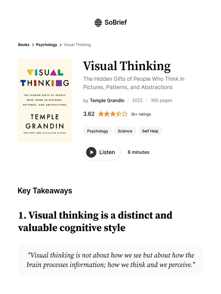 Temple Grandin on Visual Thinking | PDF | Thought | Creativity