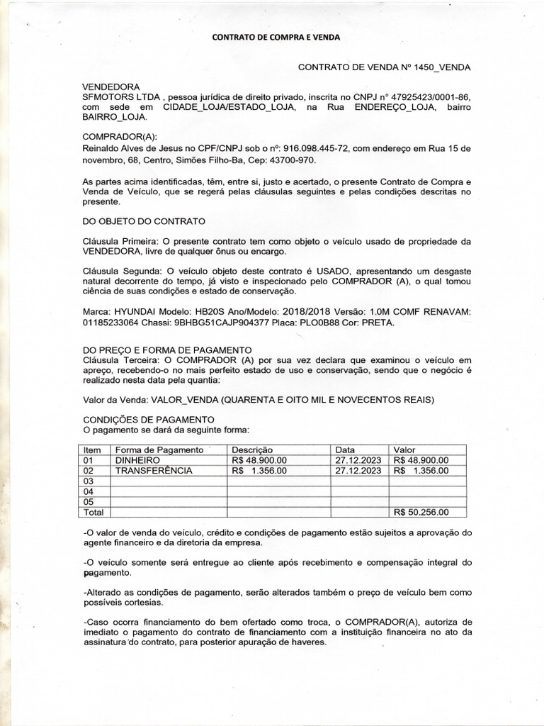 Termo de Compra e Venda | PDF