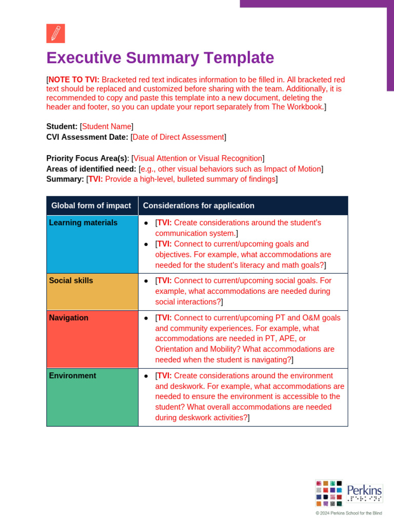 Executive Summary Template for CVI Assessment | PDF
